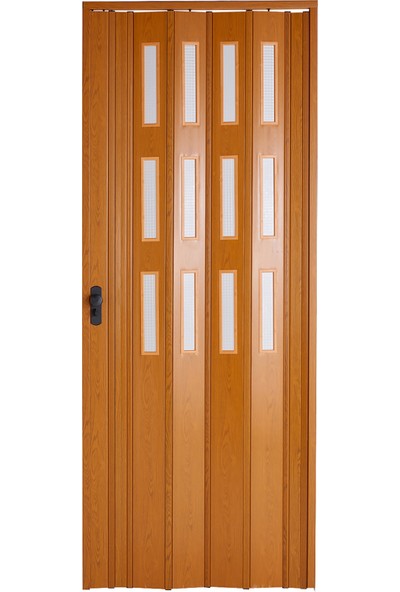 Sarpaş Katlanır Akordiyon Pvc Tek Kapı Camlı 86 x 223 cm Meşe