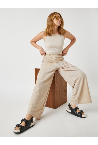 Koton Kadın Beli Lastikli Bol Paçalı Pantolon