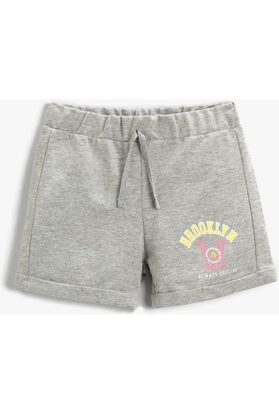 Koton Kız Çocuk Baskılı Kısa Şort Pamuklu Beli Bağcıklı
