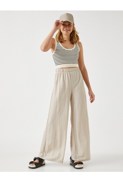 Koton Kadın Beli Lastikli Bol Paçalı Pantolon