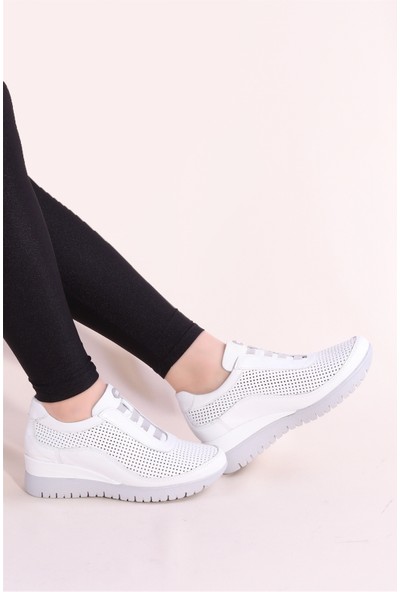 Mammamia 22YA-3370C Kadın Dolgu Topuk Ayakkabı Beyaz