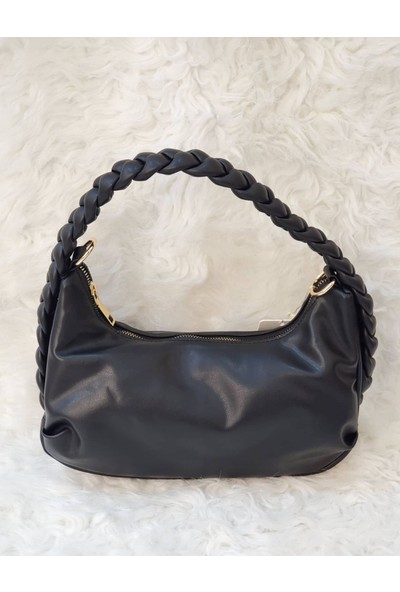 Örgü Saplı Siyah Omuz ve El Çantası