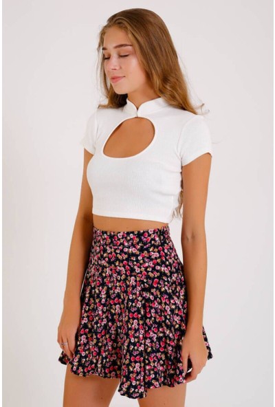 Zechka Beyaz Göğüs Dekolteli Kısa Büstiyer (BS022)