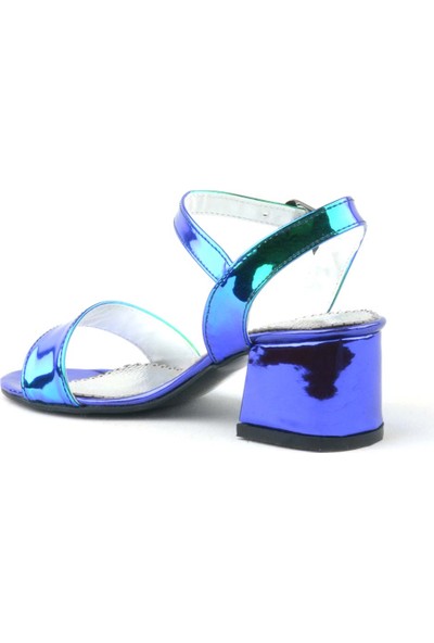 Hapshoe Kids Hologram Mor-Yeşil Kalın Topuklu Kız Çocuk Abiye Ayakkabı