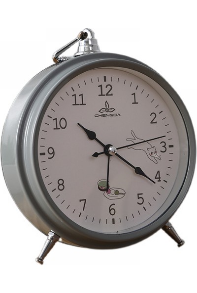 Veeki Öğrenciler, Çocuklar ve Yetişkinler Için Parlak Sevimli Saat ile 5.6 Inç Basit Metal Sessiz Başucu Çalar Saat (Gri) (Yurt Dışından)