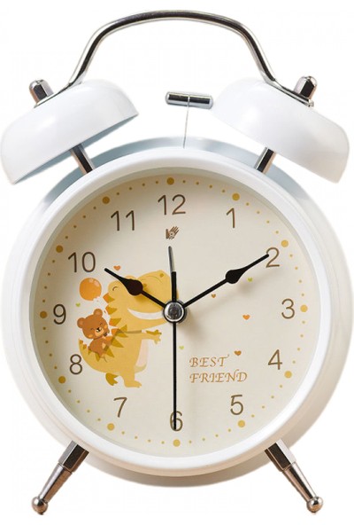 Veeki 4 Inç Metal Işıklı Sevimli Çalar Saat Sessiz Çalar Saat Öğrenciler, Çocuklar ve Yetişkinler Için (Beyaz) (Yurt Dışından)
