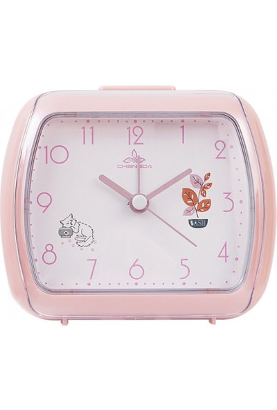 Veeki Öğrenciler, Çocuklar ve Yetişkinler Için Parlak Sevimli Saatli 4.7 Inç Basit Sessiz Başucu Çalar Saat (Kare Pembe) (Yurt Dışından)