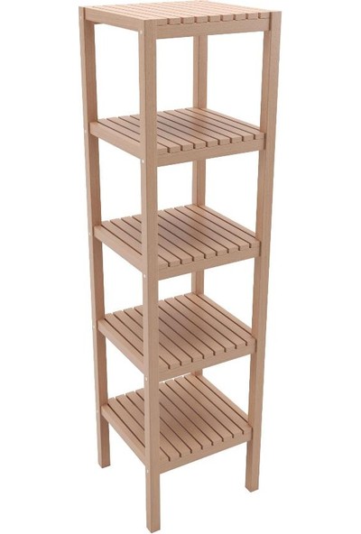 Bienwood BIE-7022 Ahşap Izgaralı 5 Raflı Banyo Rafı EZM421 Bienwood BIE-7022 Ahşap Izgaralı 5 Raflı Banyo Rafı EZM421