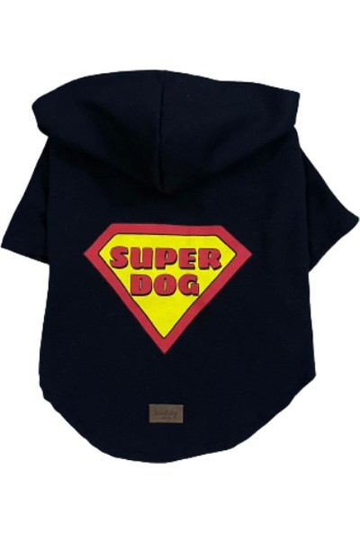 Çiftlik Avm Köpek Kıyafeti - Süperdog Baskılı Özel Üretim Kapşonlu Sweatshirt L