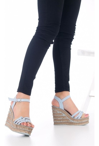 7erbilden Aura Bebe Mavisi Dolgu Topuk Ayakkabı
