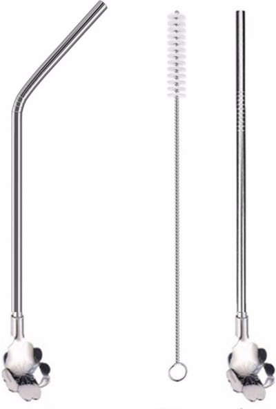 Bibizde Paslanmaz Krom Kaşıklı Metal Pipet Temizlik Fırçalı 3 Lü Set Bibizde Paslanmaz Krom Kaşıklı Metal Pipet Temizlik Fırçalı 3 Lü Set