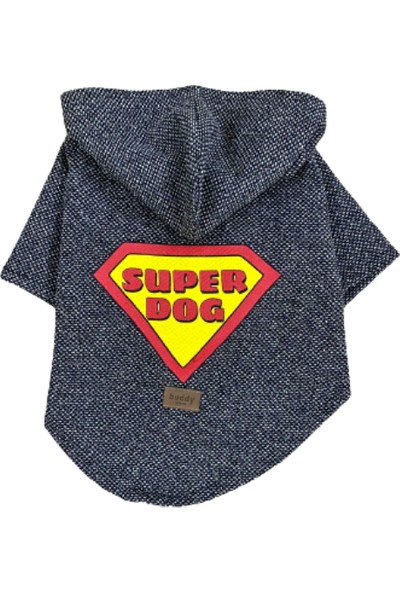Çiftlik Avm Köpek Kıyafeti - Süperdog Baskılı Kapşonlu Sweatshirt Xl