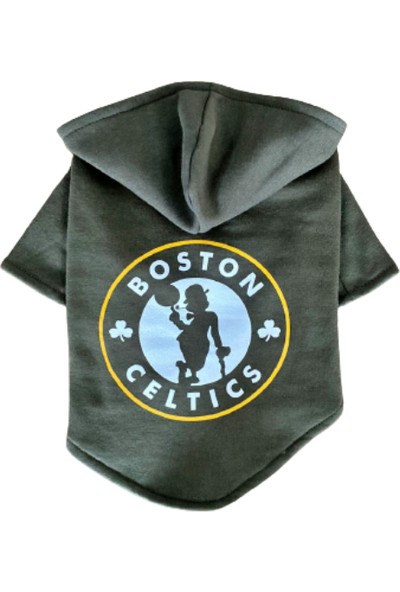Çiftlik Avm Köpek Kıyafeti - Boston Celtics Baskılı Kapşonlu Sweatshirt M