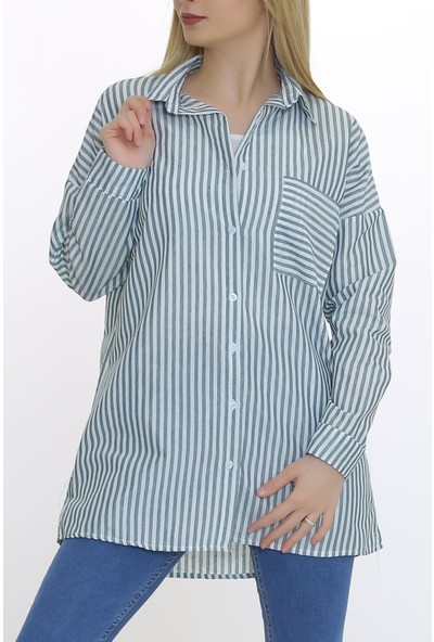 Aygi Çizgili Gömlek Beyazyeşil - 8639.1376. Aygi Çizgili Gömlek Beyazyeşil - 8639.1376.