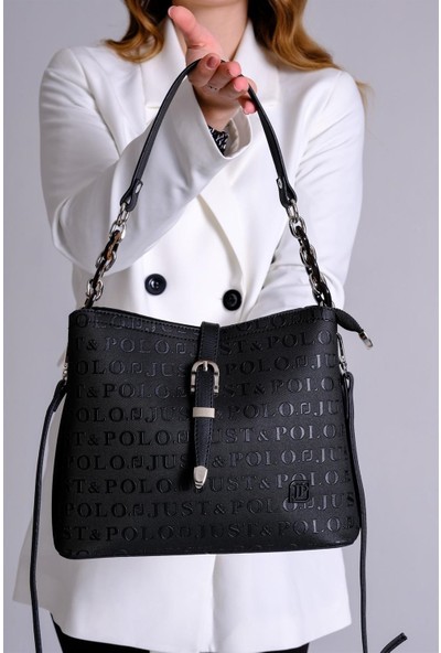 Just Polo Kadın Siyah 3 Gözlü Omuz ve El Çantası Justpolo 4014