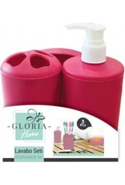 Gloria 3'lü Lavabo Seti Fuşya(K) Gloria 3'lü Lavabo Seti Fuşya(K)