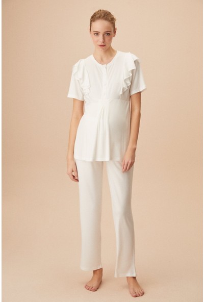 Suwen Cream Hamile Lohusa Pijama Takımı