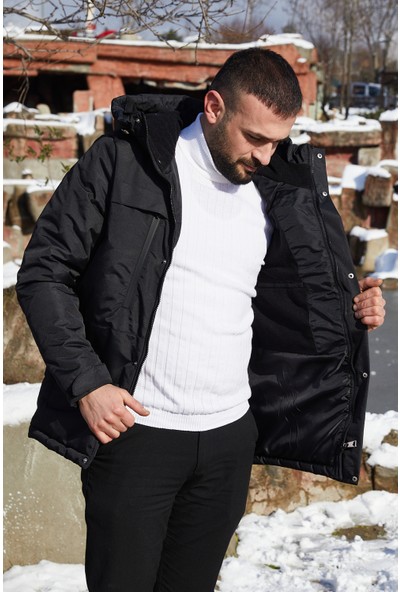 Freemen Erkek Kapüşonlu, Polar Astarlı, Kışlık Mont & Kaban & Parka