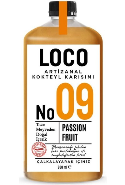 Loco No 09 Passion Fruit Artizanal Alkolsüz Kokteyl Karışımı Taze Sıkma Kokteyl Mix 900 ml Loco No 09 Passion Fruit Artizanal Alkolsüz Kokteyl Karışımı Taze Sıkma Kokteyl Mix 900 ml