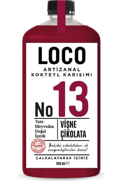 Loco No 13 Vişne - Çikolata Artizanal Alkolsüz Kokteyl Karışımı Taze Sıkma Kokteyl Mix 900 ml Loco No 13 Vişne - Çikolata Artizanal Alkolsüz Kokteyl Karışımı Taze Sıkma Kokteyl Mix 900 ml