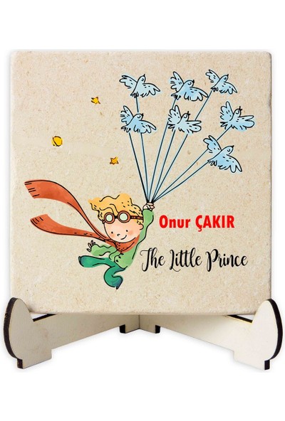 Hediye Rengi Kişiye Özel Masaüstü Isimlik Kare Taş - The Little Prince