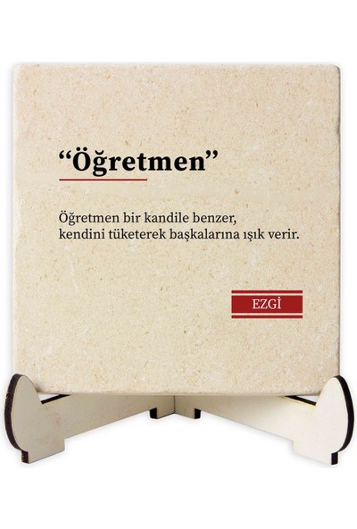 Hediye Rengi Isme Özel Baskılı Masaüstü Dekoratif Taş-Öğretmenin Tanımı