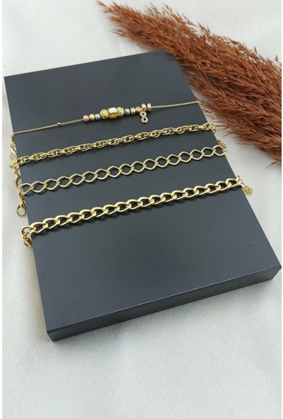 By Zeyna Aksesuar Kadın Altın Kalpli Dörtlü Kombin Bileklik Seti By Zeyna Aksesuar Kadın Altın Kalpli Dörtlü Kombin Bileklik Seti