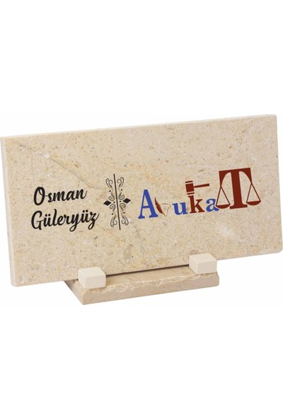 Hediye Rengi Kişiye Özel Avukat Baskılı Masaüstü Isimlik Dikdörtgen Taş - Meslek Model5