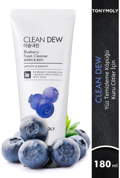 Tonymoly Yüz Temizleme Köpüğü Clean Dew Kuru Ciltler İçin Yabanmersinli Cilt Bakımı 180ml Tonymoly Yüz Temizleme Köpüğü Clean Dew Kuru Ciltler İçin Yabanmersinli Cilt Bakımı 180ml