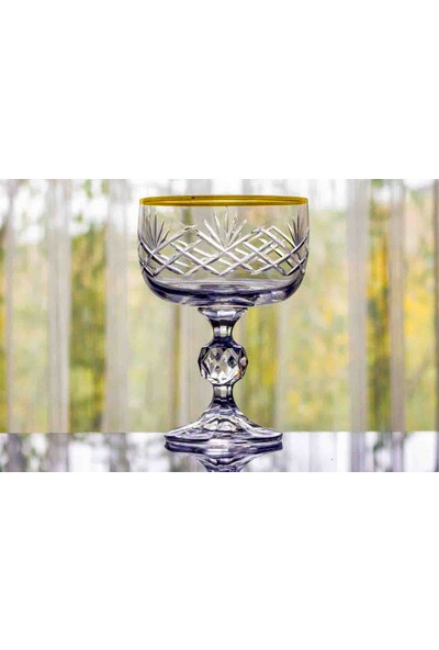 Bohemia Altın 6'lı El Kesme Ayaklı Dondurma Bardağı Takımı Roma 5