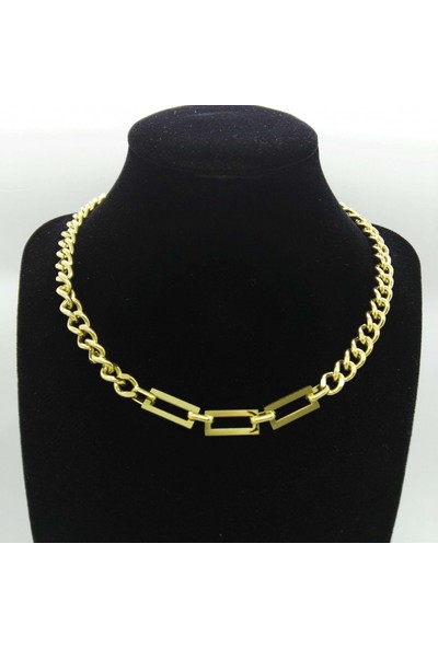 Peri Takı Çelik Kalın Zincir Kolye, Üçlü Dikdörtgen Model Peri Takı Çelik Kalın Zincir Kolye, Üçlü Dikdörtgen Model