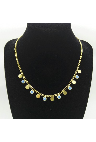 Peri Takı Çelik Altılı Nazar Gözlü, Pullu Kolye Peri Takı Çelik Altılı Nazar Gözlü, Pullu Kolye