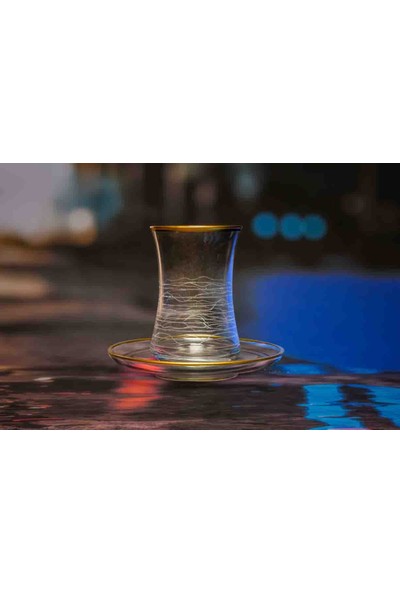 Güral Duru 6'lı Çay Bardak Takımı Mat Altın Lazer Kesme Lazio 5