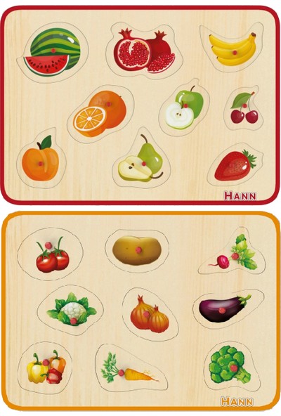 Hann Ahşap Yapboz 2'li Set Meyveler ve Sebzeler