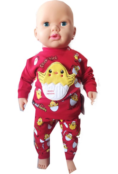 Civciv Mobil Nakışlı Baskılı Düdüklü Kız - Erkek Bebek Penye Pijama Takımı