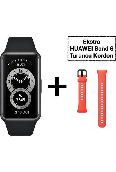 Huawei Band 6 Grafit Siyahı + Turuncu Kordon