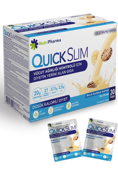 Quick Slim Muz (Banana Cookies) Aromalı, 23G X 30 Saşe Quick Slim Muz (Banana Cookies) Aromalı, 23G X 30 Saşe