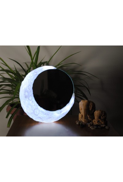 Marlenka Beyaz Işıklı Ay Desenli Ayna