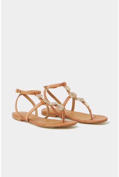 Perspective Bilek Kemerli Deri Taba Sandalet