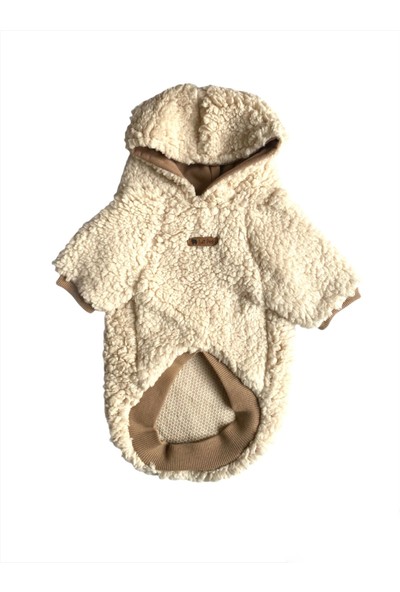 Luli Pet Welsoft Kapüşonlu Kedi Köpek Sweatshirt- Bej S