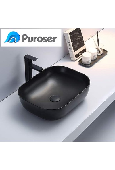 Puroser Palazzo Siyah Tezgah Üstü Çanak Lavabo