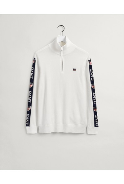 Gant Erkek Beyaz Regular Fit Yarım Fermuarlı Logolu Kazak 8030124.113 Gant Erkek Beyaz Regular Fit Yarım Fermuarlı Logolu Kazak 8030124.113