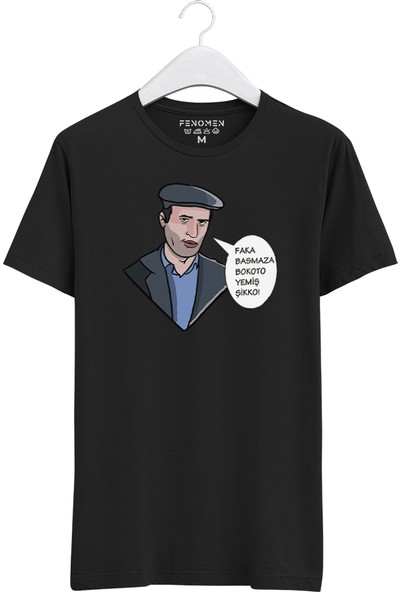 Fenomen Ürünler Faka Basmaza Baskılı Siyah Basic Regular T-Shirt