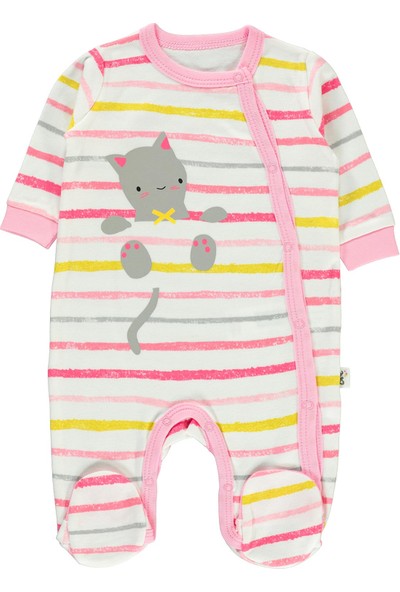 Civil Baby Kız Bebek Patikli Tulum 1-6 Ay Pembe