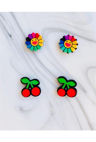 Yeşim Aksesuar Mıknatıslı Çocuk Küpe,kirazlı Çiçekli Çocuk Küpesi Mıknatıslı(2 Çift) Yeşim Aksesuar Mıknatıslı Çocuk Küpe,kirazlı Çiçekli Çocuk Küpesi Mıknatıslı(2 Çift)