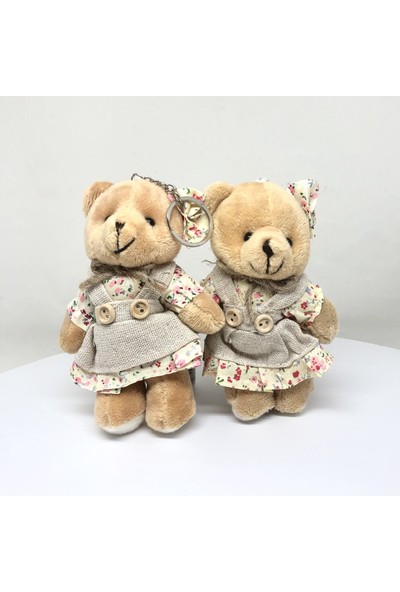 Gereksiz Şeyler Çift Peluş Ayıcıklı Anahtarlık Sevimli Kız Oyuncak Ayıcık