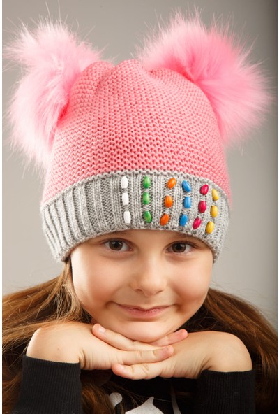 Dragora Kız Çocuk Beresi Yün Karışımlı Örme Boncuk Detaylı Toz Pembe - Gri Standart Beden Dragora Kız Çocuk Beresi Yün Karışımlı Örme Boncuk Detaylı Toz Pembe - Gri Standart Beden