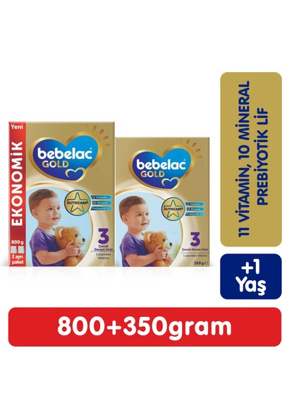 Bebelac Gold 3 Çocuk Devam Sütü 1150 gr (800 gr+350 gr) 1 Yaşından İtibaren Bebelac Gold 3 Çocuk Devam Sütü 1150 gr (800 gr+350 gr) 1 Yaşından İtibaren