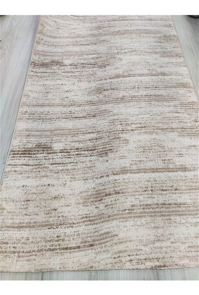 Modern Yıkanabilir Kaymaz Taban Yolluk Vizon Çizgili