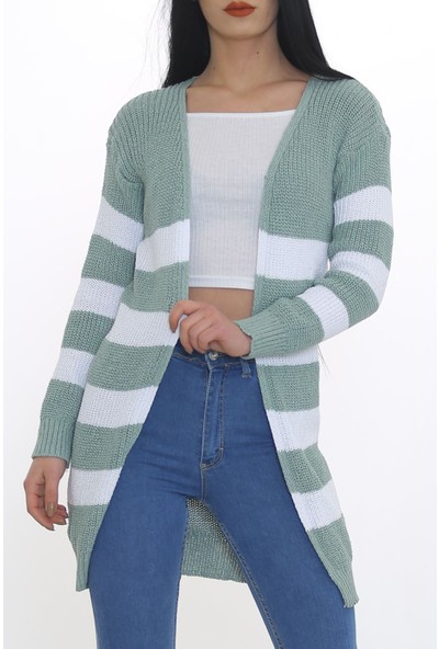 MT Kalın Çizgili Selanik Hırka Pastelyeşil - 8640.1319. MT Kalın Çizgili Selanik Hırka Pastelyeşil - 8640.1319.